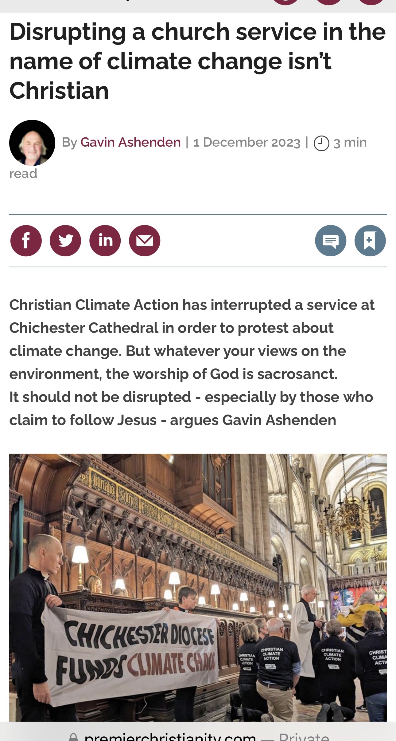 Disrupting a church service in the name of climate change isn’t ...